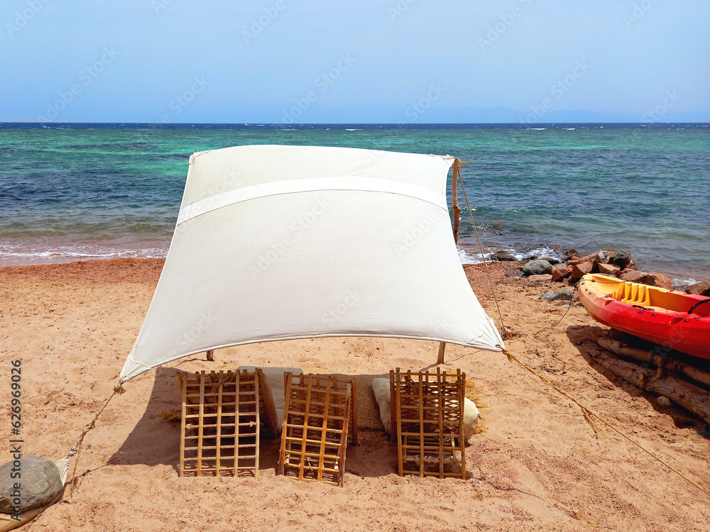 Rustic Berber chill out on the Red Sea coast in the Sinai Peninsula ...