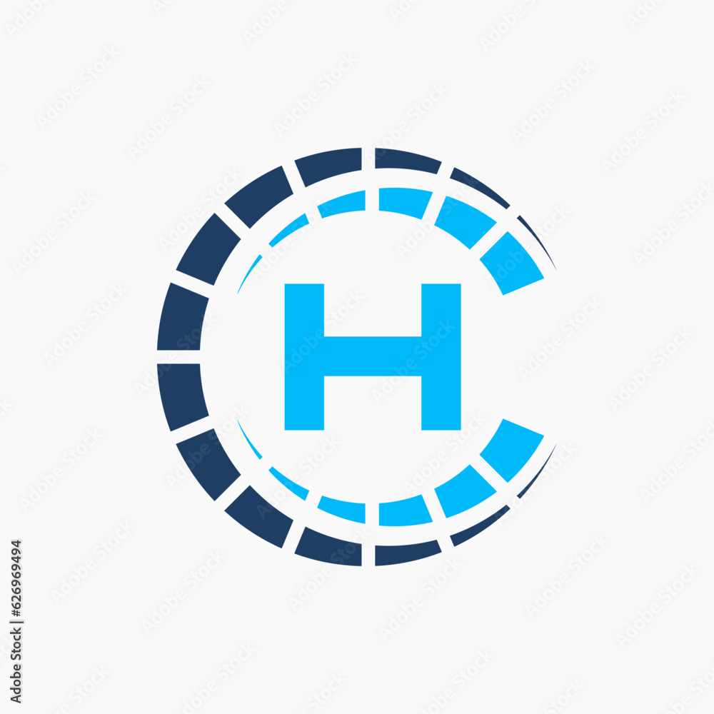 Car Automotive Logo On Letter H Speed Concept. Sport Car Symbol For ...