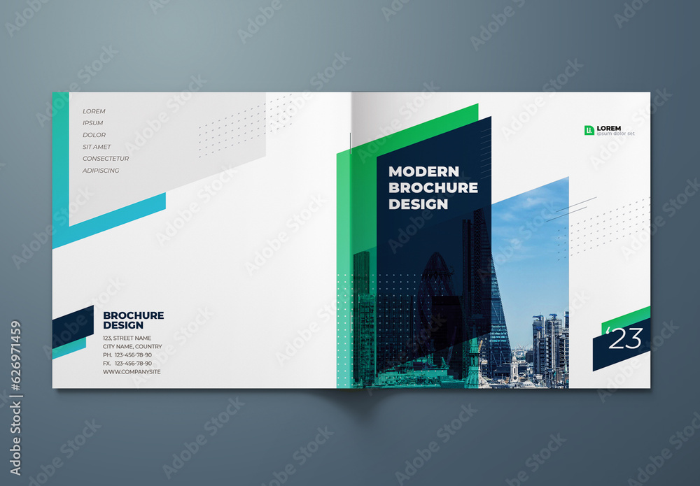 Square Business Report Cover Layout with flat Elements Stock Template ...
