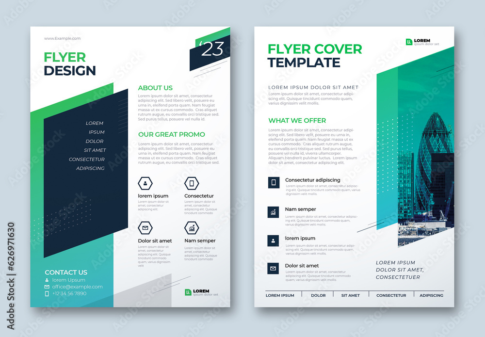 Colorful Business Flyer Layout with Flat Color Elements Stock Template ...