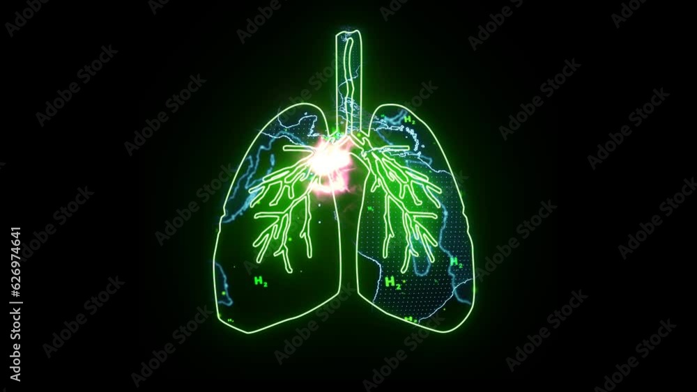 Global and particle green hydrogen flying inside lung green digital ...