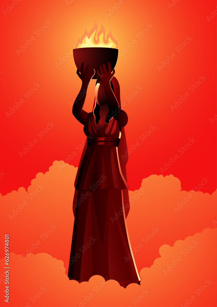 Greek god and goddess vector illustration series, Hestia, goddess of ...