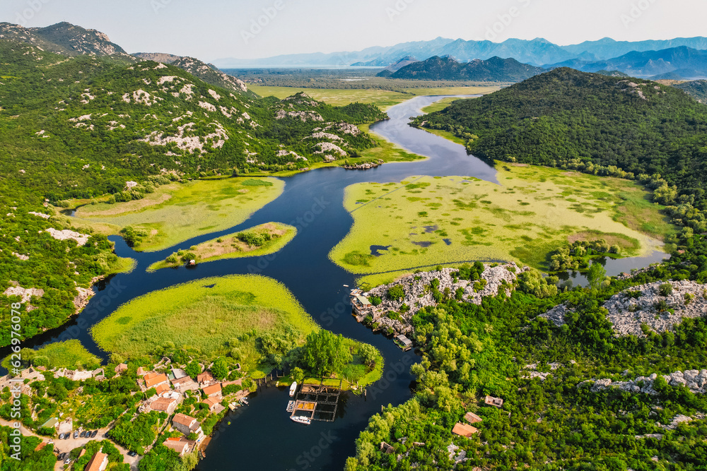 Canyon of Rijeka Crnojevica river near the Skadar lake coast. One of the most famous views of ...