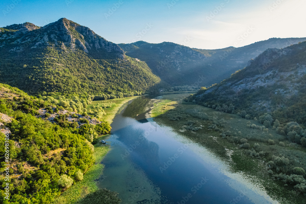Canyon of Rijeka Crnojevica river near the Skadar lake coast. One of the most famous views of ...