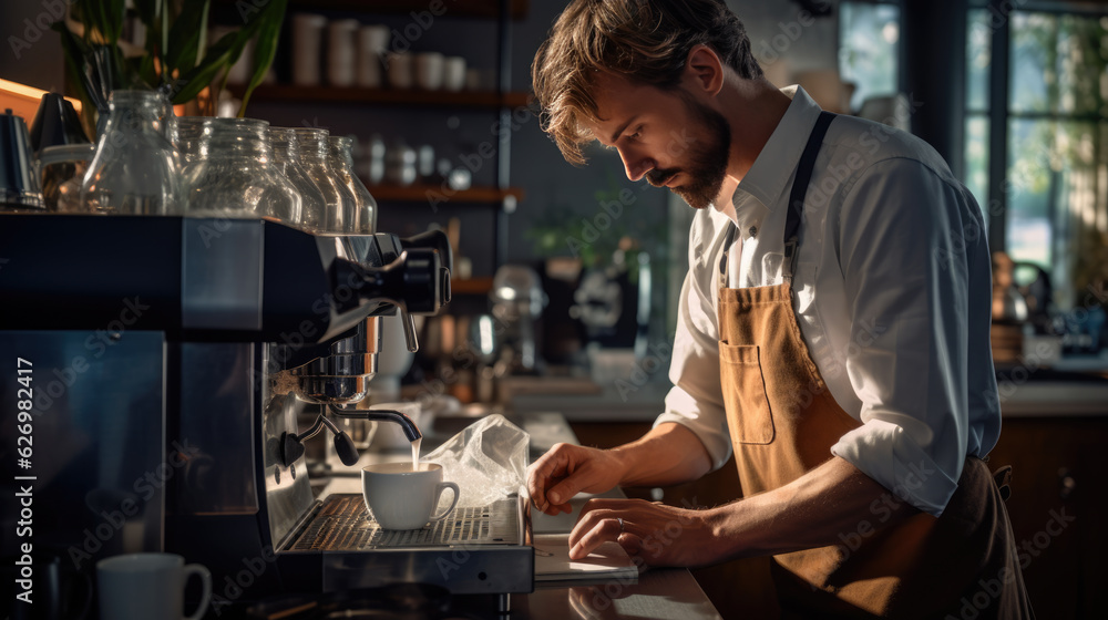 Barista Cafe Making Coffee Preparation. Service Concept. Created with ...