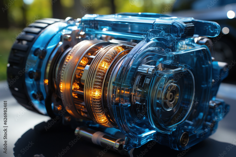 camera lens captures the intricate details of the electric system in an ...