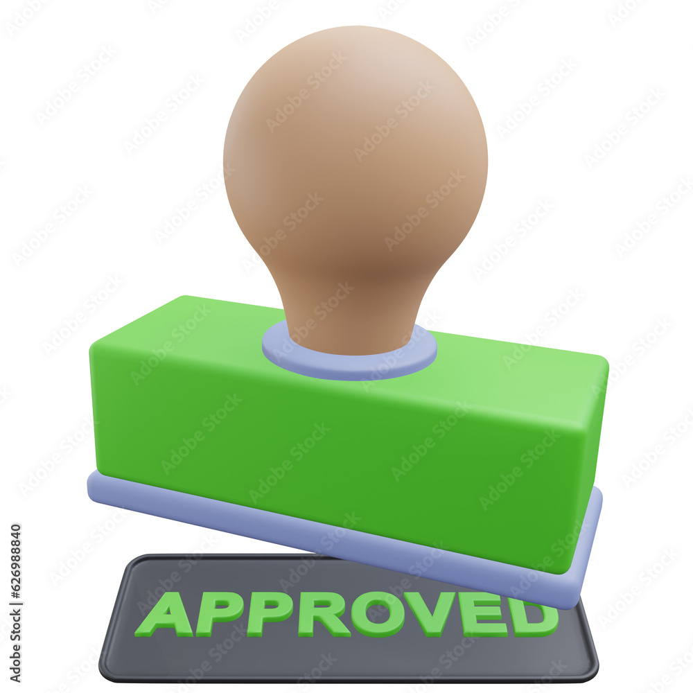 approved stamp, approved and rejected 3d icon illustration with ...