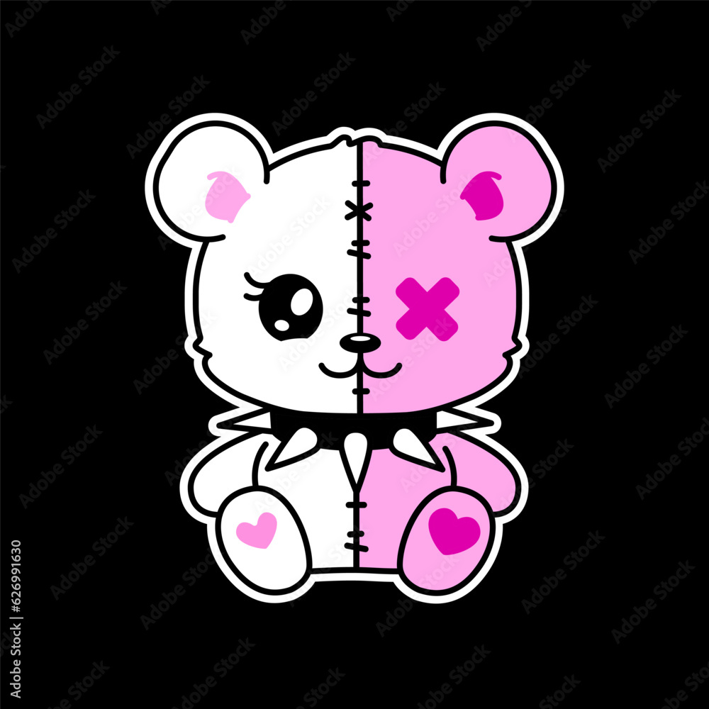 y2k Teddy Bear toy in 2000s aesthetic gothic punk tattoo art . Emo ...