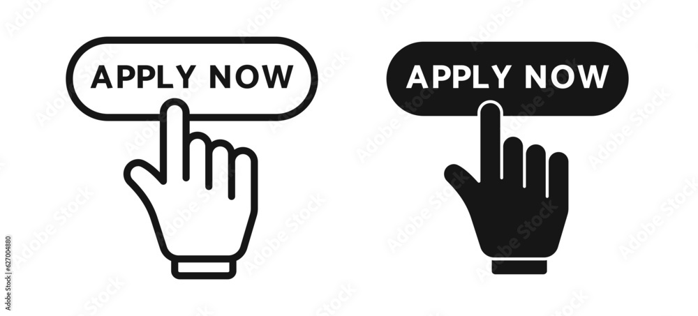 apply now button with a hand sign. online hiring job application apply ...