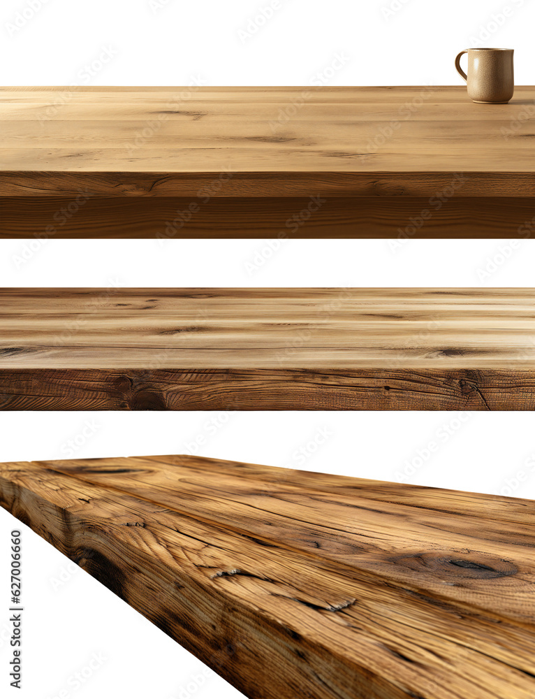 Table set. Empty wooden table surface, side view. Empty table design ...