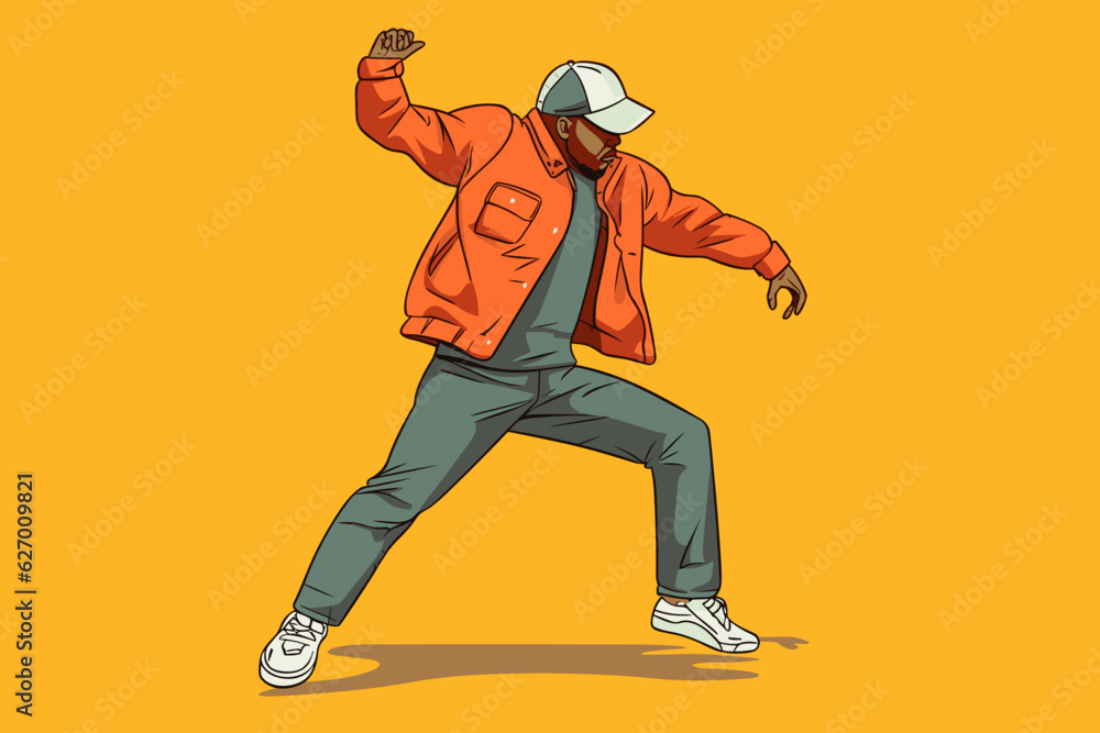 Doodle inspired Krumping move, cartoon sticker, sketch, vector ...