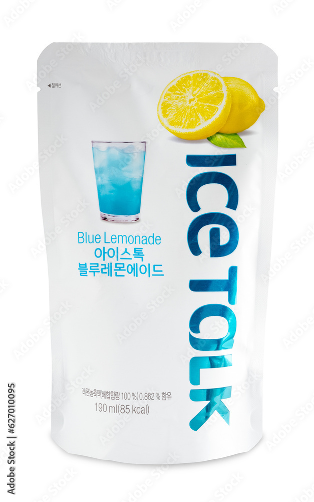 Packaging of soft drink, Blue Lemonade on a transparent background ...