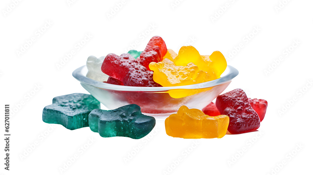Medical cannabis CBD-infused rainbow gummy candy edibles transparent ...
