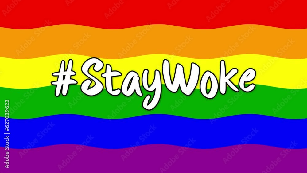 Stay woke text appears over waving LGBTQIA background, 4k loopable ...