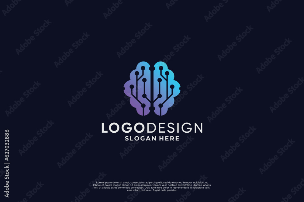 Artificial intelligence logo design. Digital brain connection logo ...