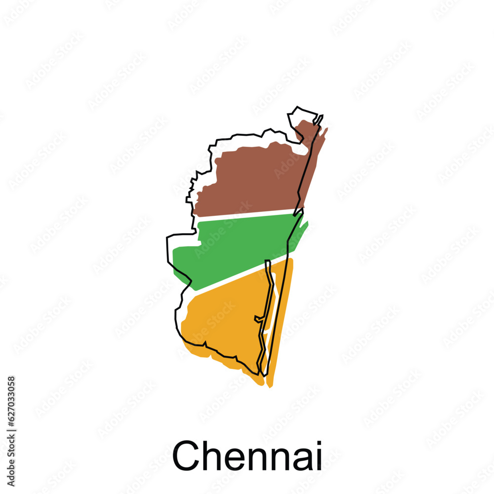 Map of Chennai modern geometric illustration, map of India country ...