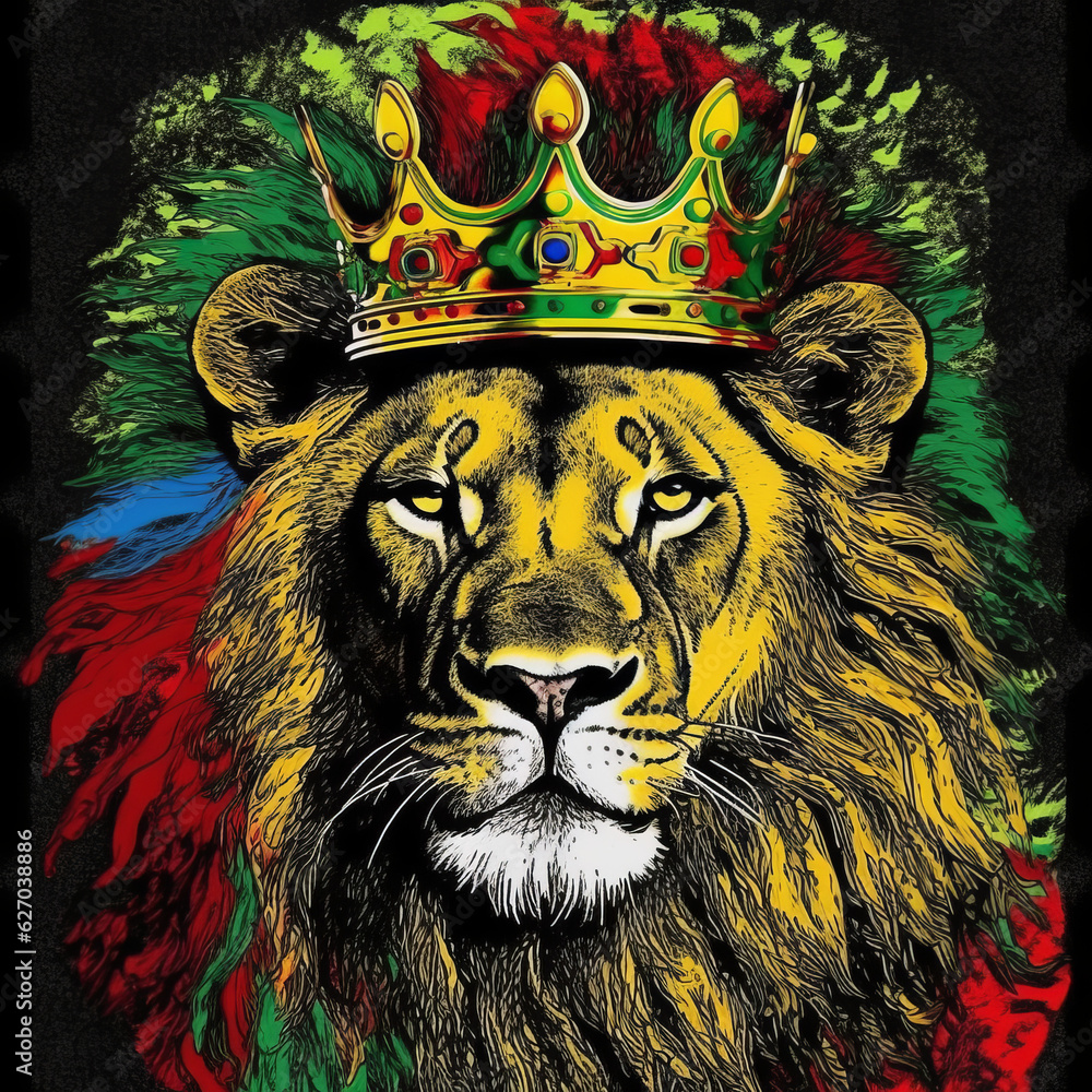 Lion with the colors of reggae, Lion with crown, Lion king, lion king ...
