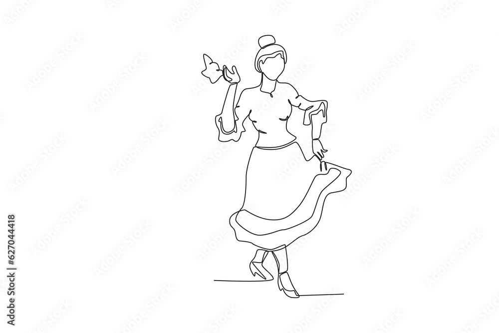 A woman dancing the cueca. Fiestas patrias chile Stock Vector | Adobe Stock