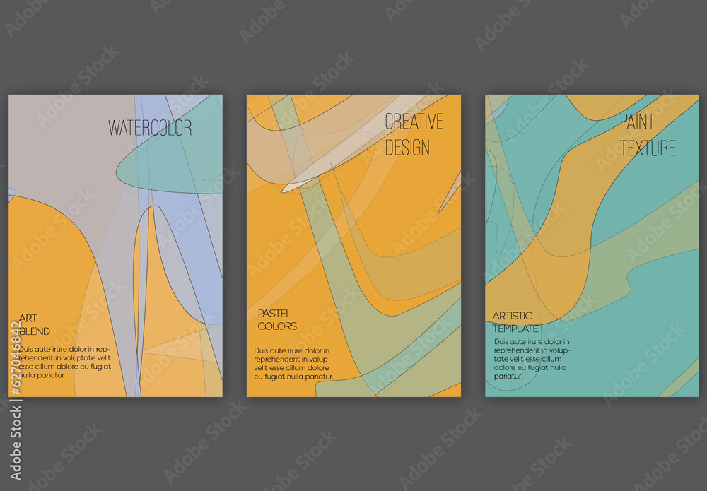Flyer Layout with Abstract Overlapping Pastel Transparent Shapes Stock ...