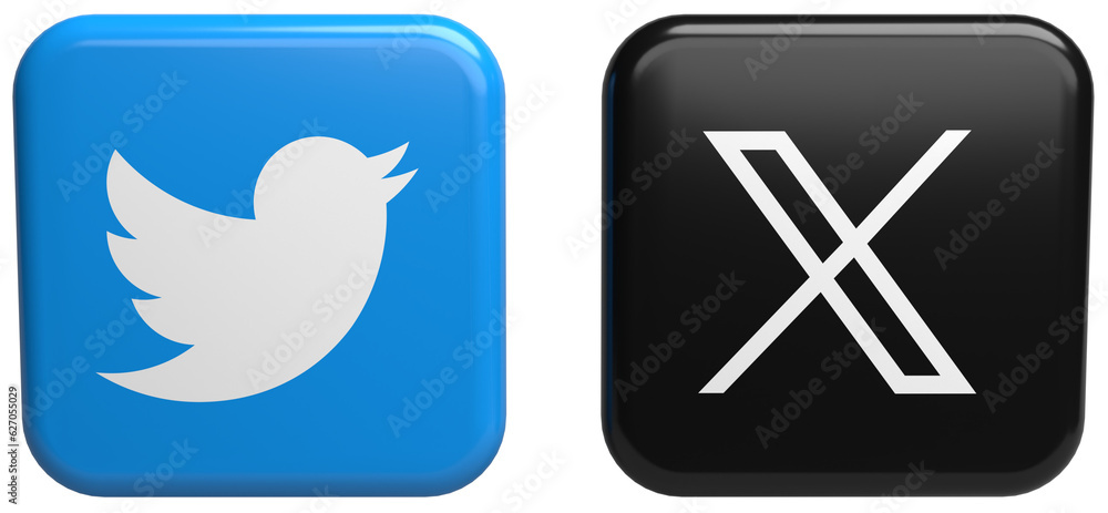 Twitter has been renamed to X by X Corp. Logos of Twitter and X Corp ...
