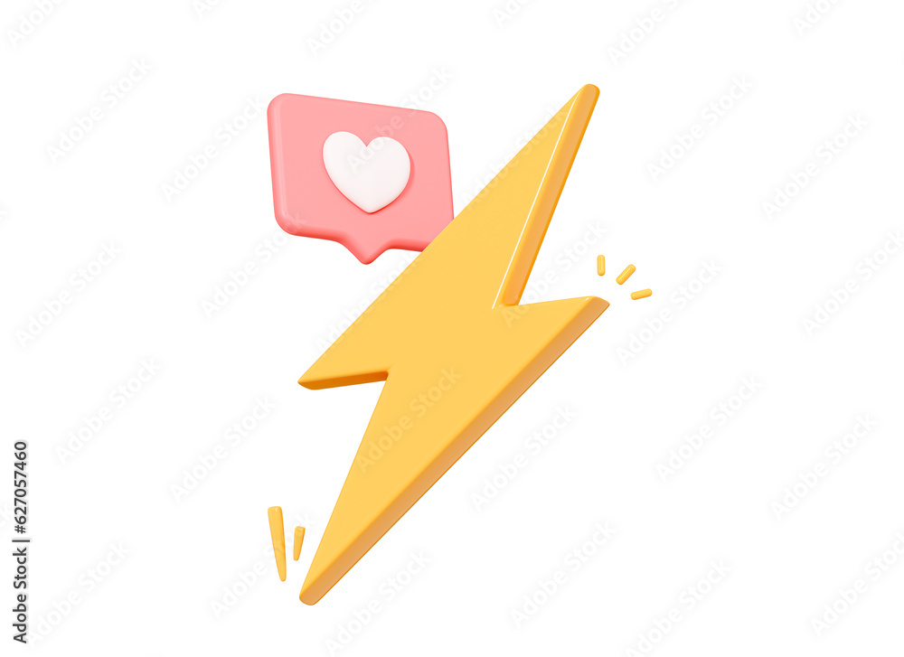 Photo & Art Print 3D Lightning with like button, accogliente