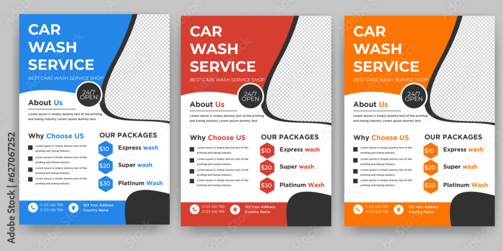 modern car wash car detailing and rental flyer, car service, and price ...
