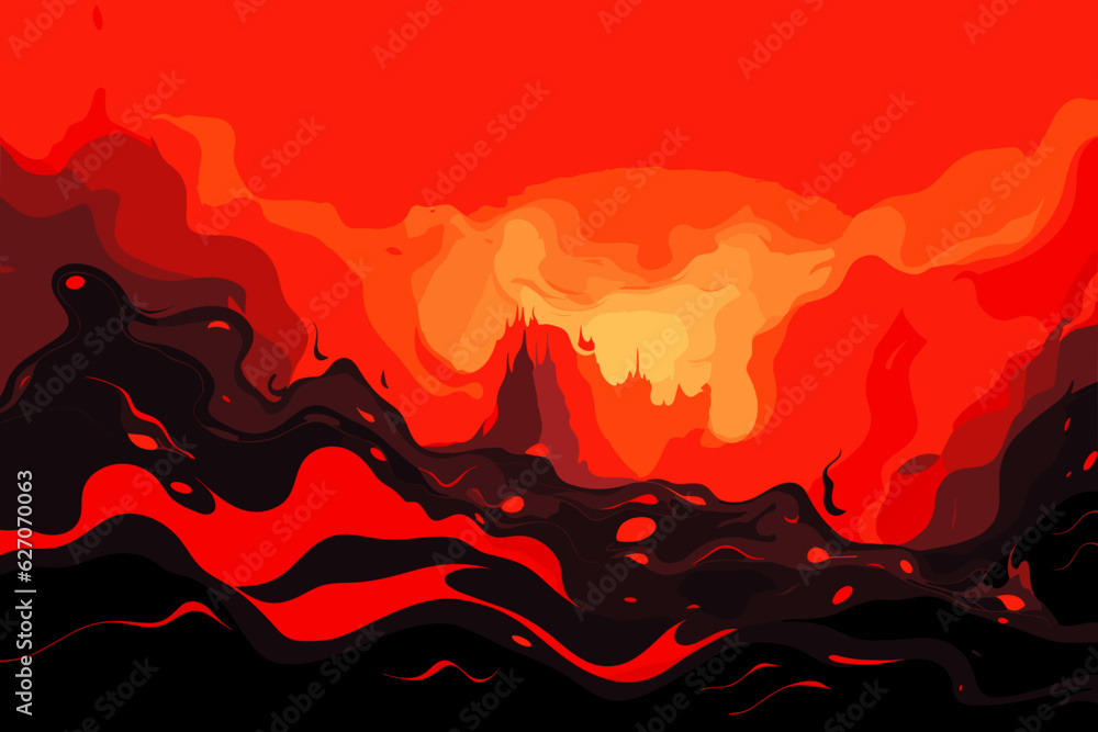 Doodle inspired Molten lava, cartoon sticker, sketch, vector ...