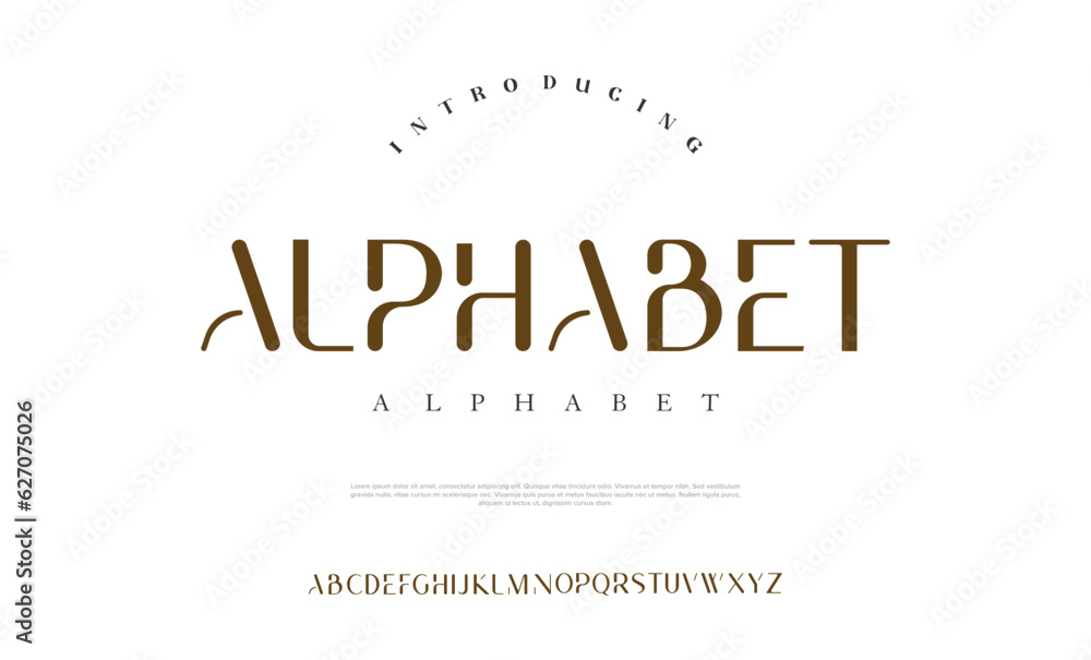 Stencil san serif, alphabet, uppercase letters, typography. Simple ...