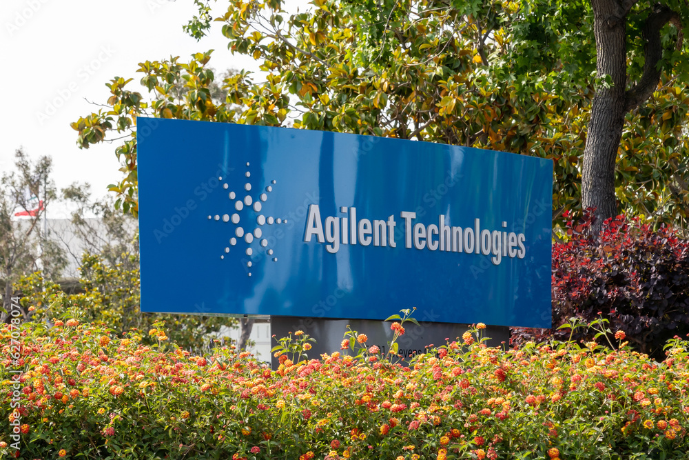 Agilent Technologies signage at its headquarters in Santa Clara ...