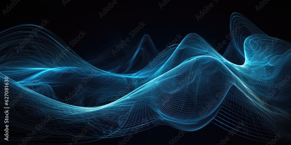 Blue wave-like pattern on a black background. The wave-like pattern is ...