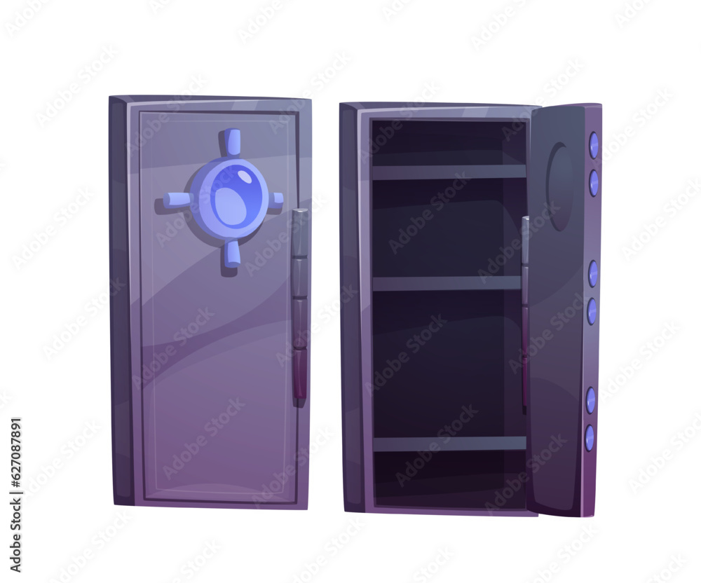 Vault or safe box. Large metal lock case for storing money and jewelry ...