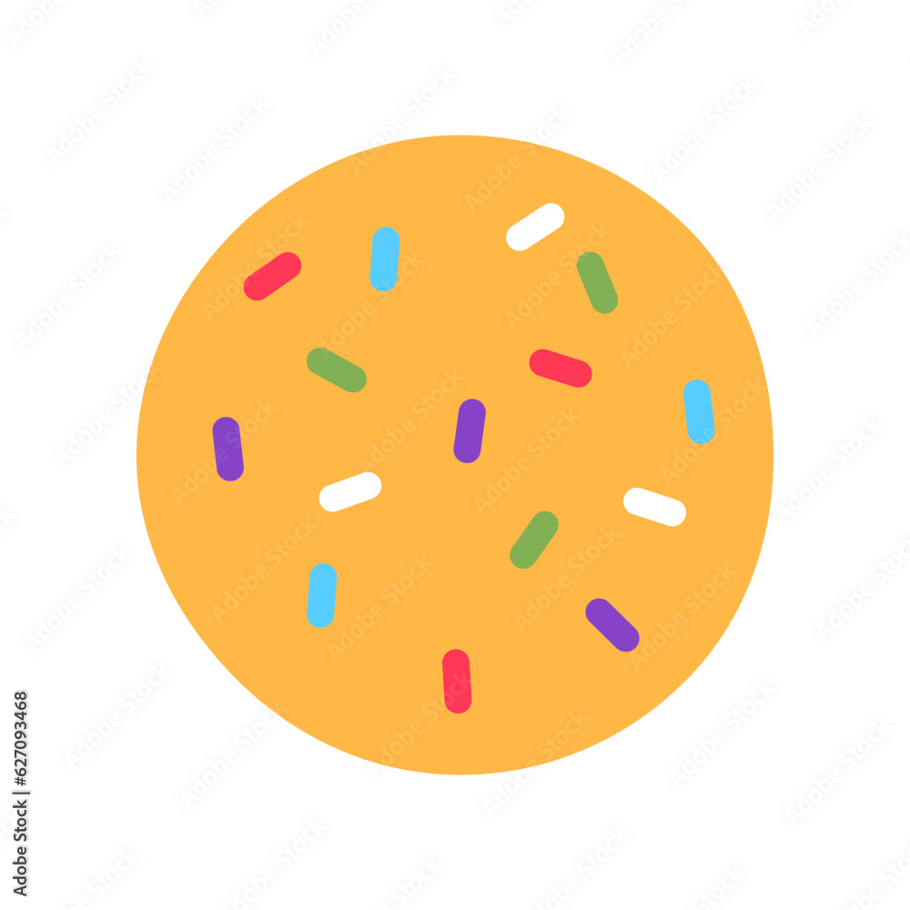 Yellow cookie with colorful sugar sprinkles isolated on white ...