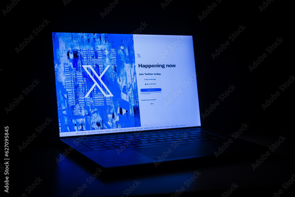 Tallinn, Estonia - July 24, 2023: Twitter web page now displays new X ...