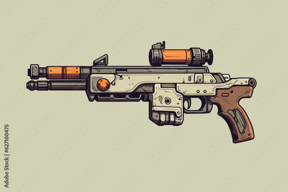 Doodle inspired Flak gun, cartoon sticker, sketch, vector, Illustration ...