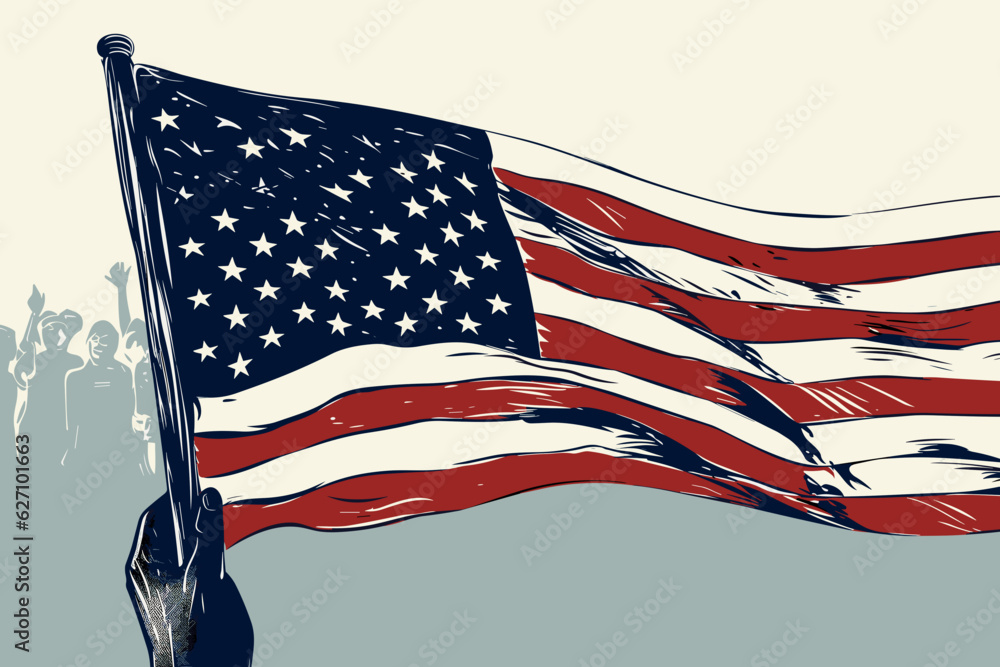 Vektorová grafika „Doodle inspired The Pledge of Allegiance, cartoon ...