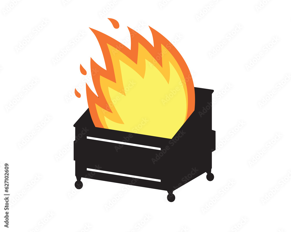 Dumpster fire silhouette icon. Clipart image isolated on white ...