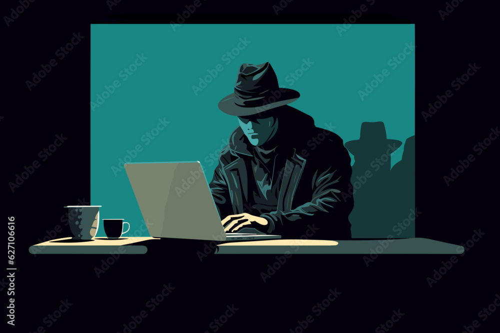 Hand-drawn cartoon Cybercrime investigator flat art Illustrations in minimalist vector style ...