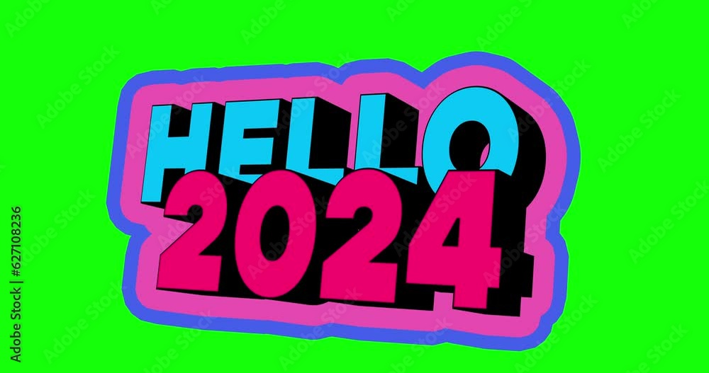 Hello 2024 3D kinetic typography animation. Happy new year text ...