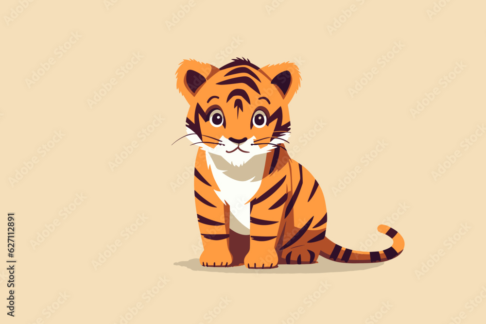 Hand-drawn cartoon Tigger flat art Illustrations in minimalist vector ...