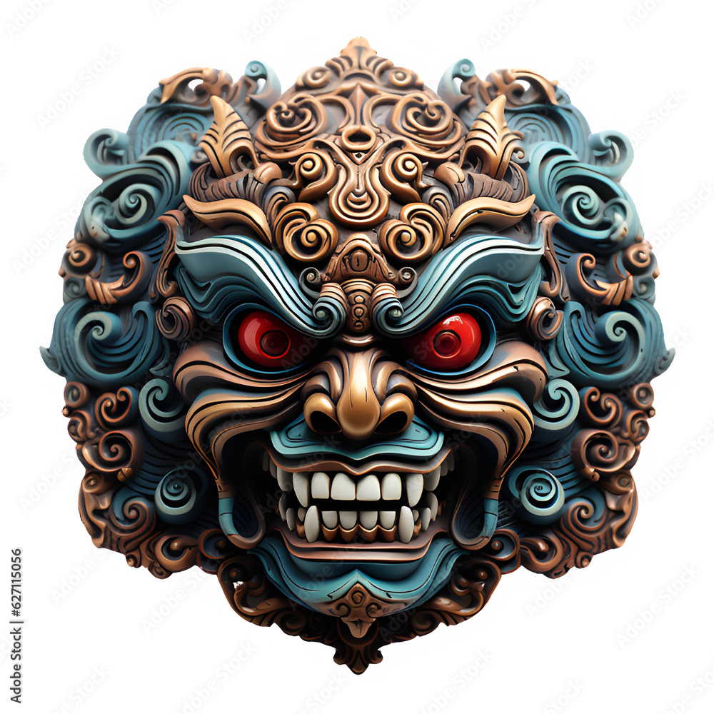 japanese traditional devil mask isolated cut out on transparent ...