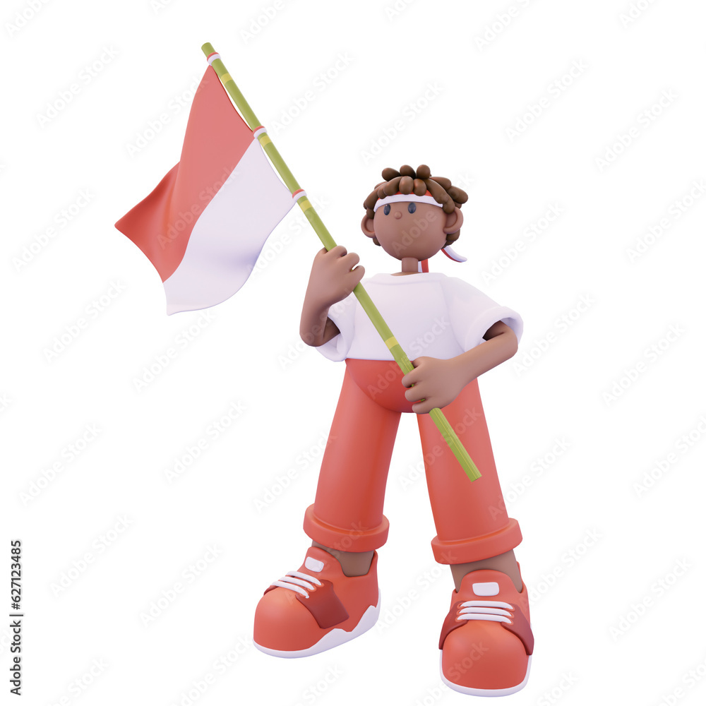 man standing waving the red and white flag pose from the left Stock ...