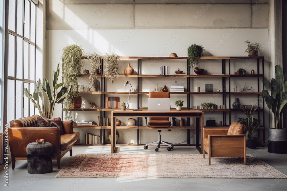 Office interior inspired by modern farmhouse design Stock Illustration ...