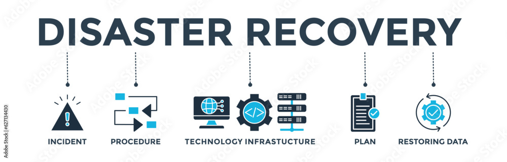 Disaster recovery banner web icon vector illustration concept for ...