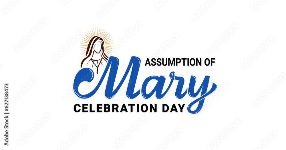 Assumption of Mary Celebration Day. Handwritten modern calligraphy ...