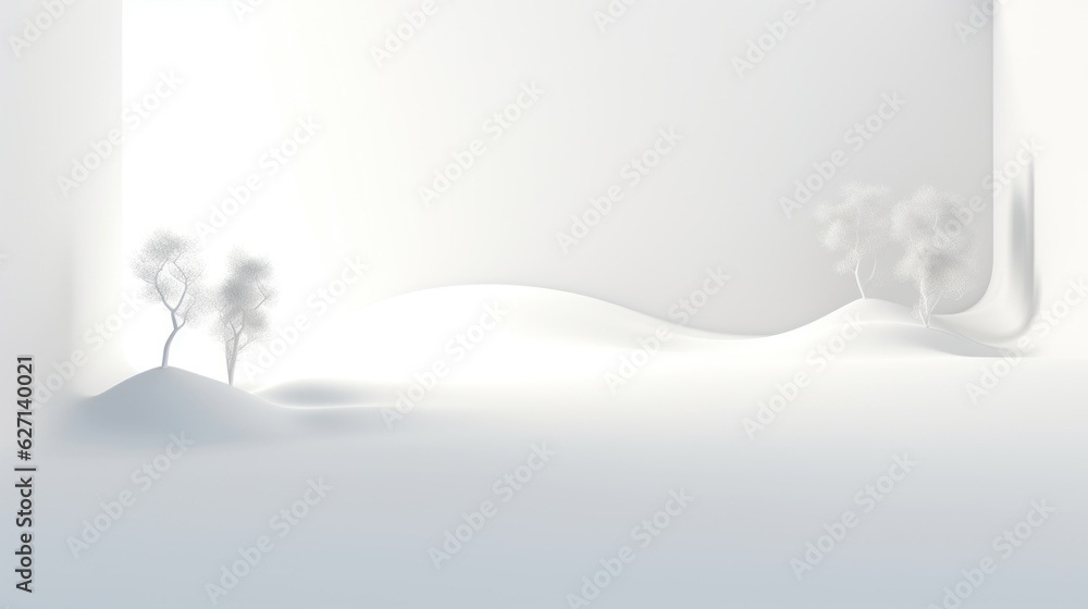 white wall for mocap with small hills and a tree. AI generation Stock ...