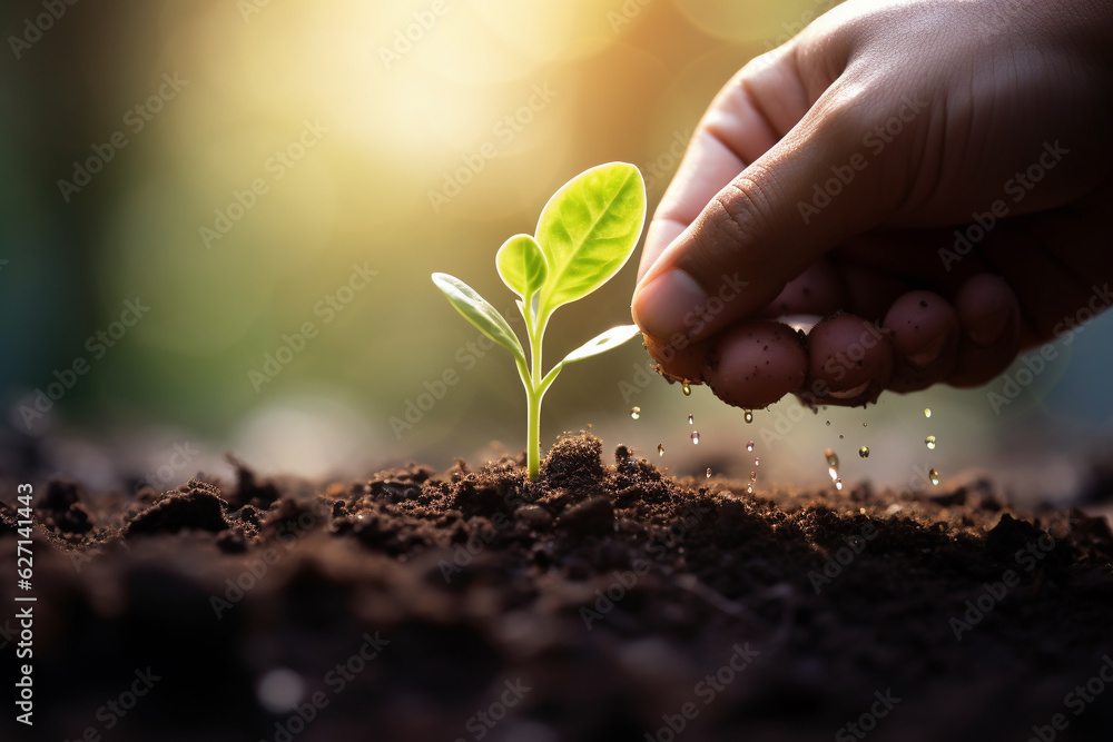 A Person Planting a Seed. Sowing the Seeds of Success. A Young Sprout ...