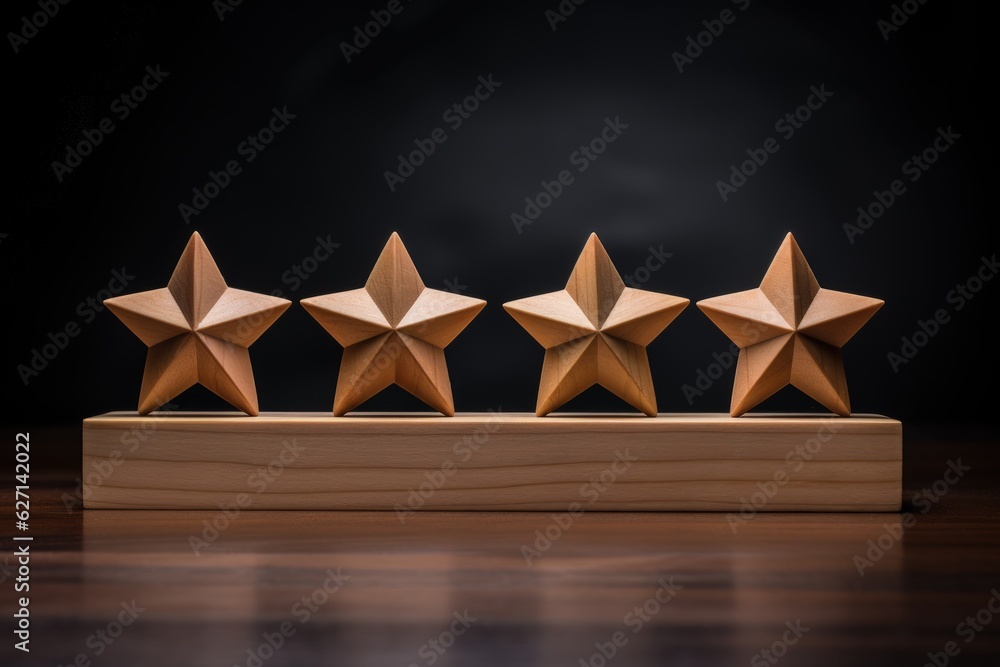 Wooden stars on top of table with black background, Generative AI Stock ...