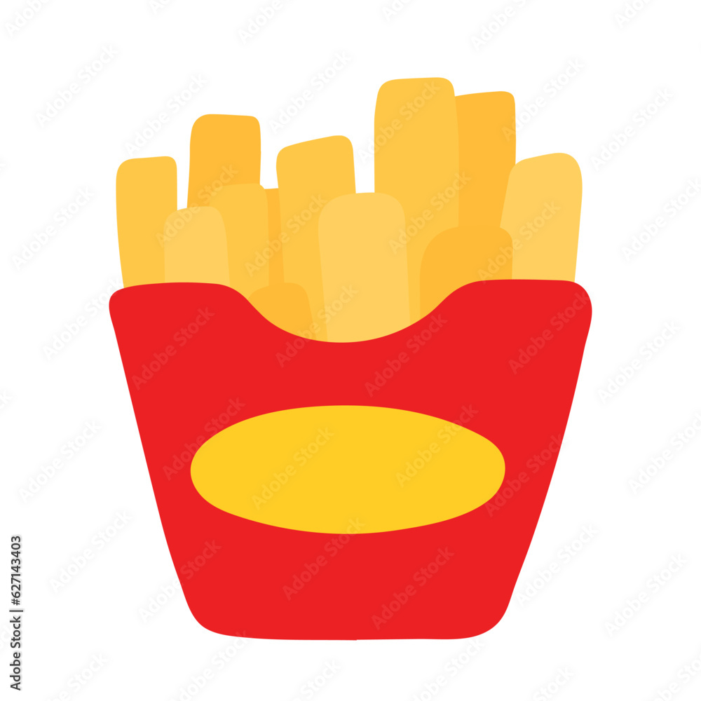 French Fries Potato Stick Fast Food Cartoon Animated Hand Drawing ...