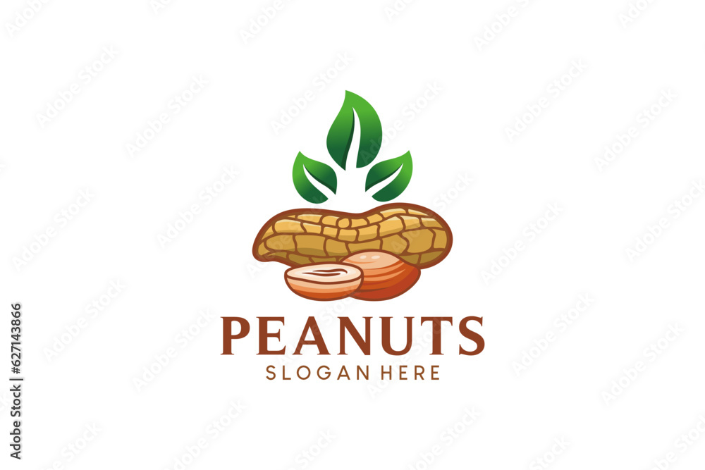 Hand drawn modern peanut logo design, peanut seeds vector illustration ...