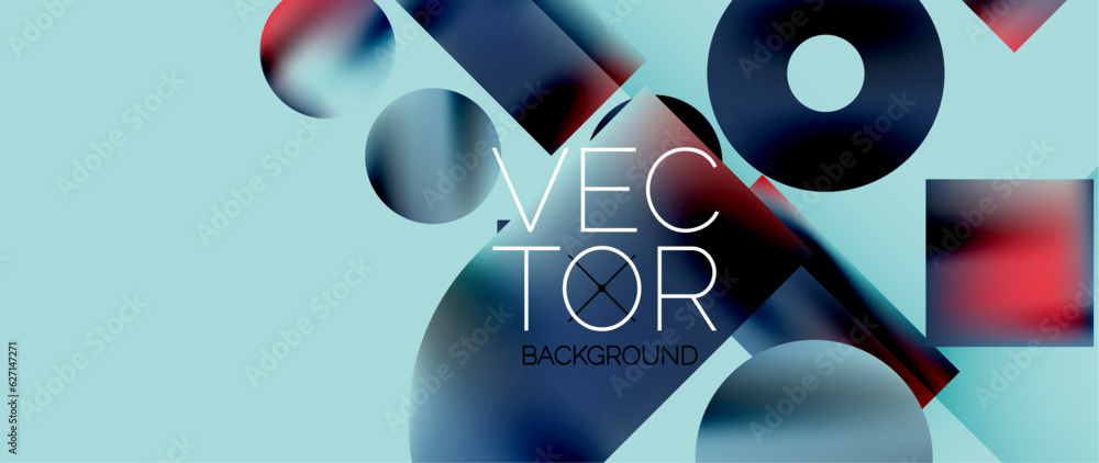 Squares and circles design. Fluid color gradients with metallic effects ...